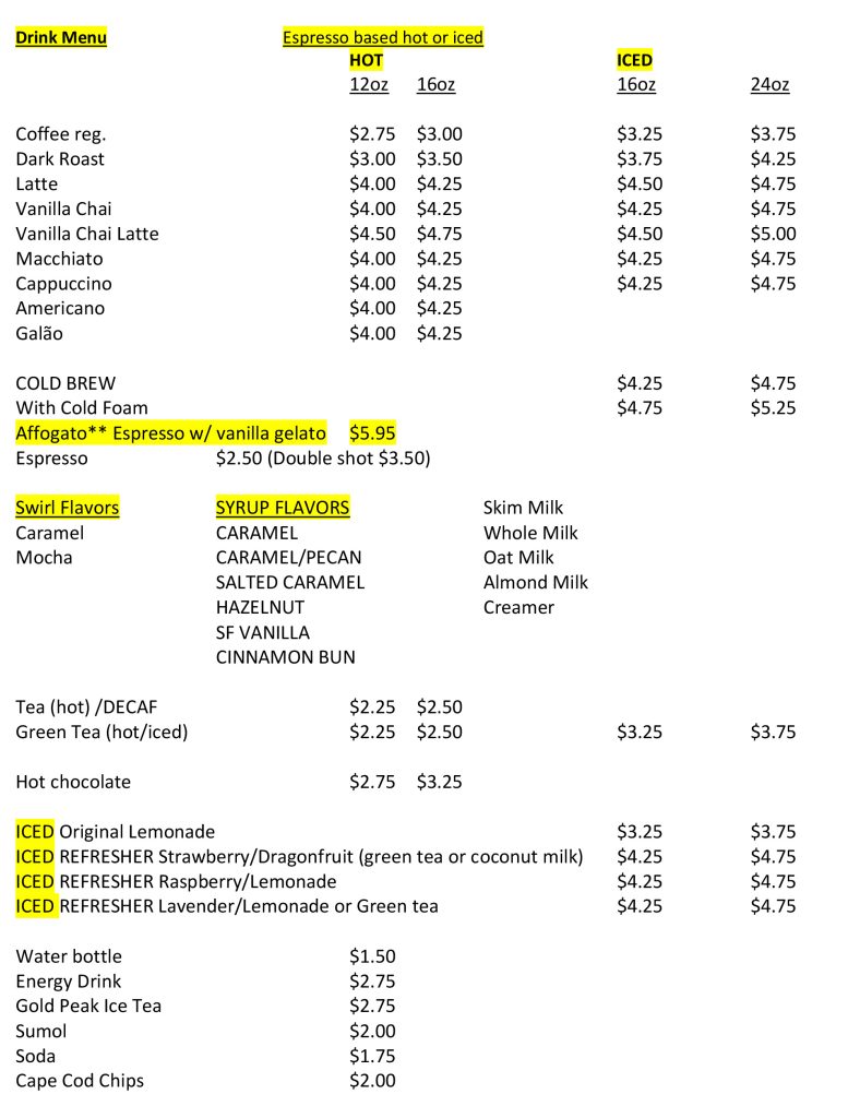 Menu - All Sesons Cafe